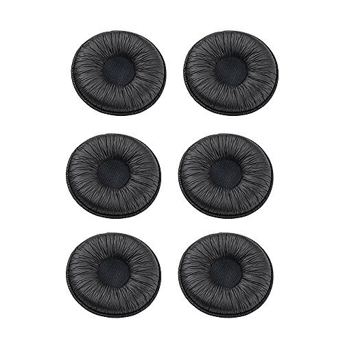 Ear Cushions leatherette Spare Replacement Earpads for Plantronics Supra Plus Encore and Most Standard Size 50mm Office Telephone Headsets H251 H251N H261 H261N H351 H351N H361 H361N (Pack of 6)