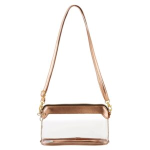 cb gift faithworks-clear vinyl crossbody stadium bag, 6 x 5-inch, rose gold