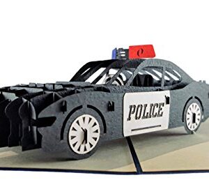 iGifts And Cards Police Car 3D Pop Up Greeting Card - Protect, Serve, Cruiser, Awesome, Wow, Half-Fold, Happy Birthday, Retirement, Congratulations, Police Academy Graduation, Thank You, Cop Promotion