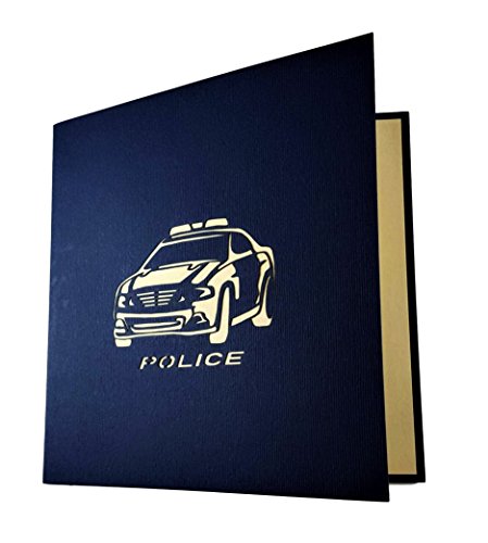 iGifts And Cards Police Car 3D Pop Up Greeting Card - Protect, Serve, Cruiser, Awesome, Wow, Half-Fold, Happy Birthday, Retirement, Congratulations, Police Academy Graduation, Thank You, Cop Promotion