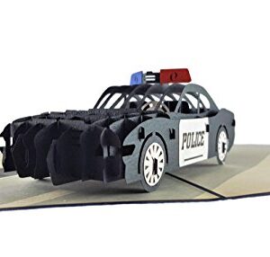 iGifts And Cards Police Car 3D Pop Up Greeting Card - Protect, Serve, Cruiser, Awesome, Wow, Half-Fold, Happy Birthday, Retirement, Congratulations, Police Academy Graduation, Thank You, Cop Promotion