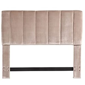 Iconic Home Uriella Headboard Velvet Upholstered Vertical Striped Modern Transitional Full/, Queen, Taupe