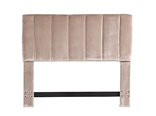 Iconic Home Uriella Headboard Velvet Upholstered Vertical Striped Modern Transitional Full/, Queen, Taupe