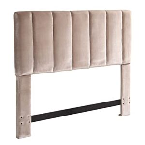 Iconic Home Uriella Headboard Velvet Upholstered Vertical Striped Modern Transitional Full/, Queen, Taupe