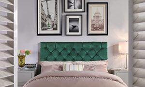 iconic home rivka headboard velvet upholstered diamond button tufted modern transitional, twin, green