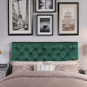 Iconic Home Rivka Headboard Velvet Upholstered Diamond Button Tufted Modern Transitional, Twin, Green