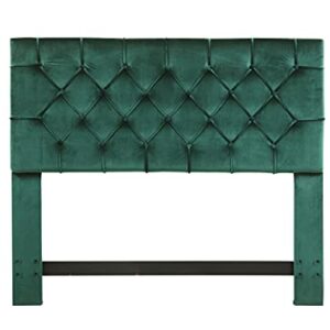 Iconic Home Rivka Headboard Velvet Upholstered Diamond Button Tufted Modern Transitional, Twin, Green