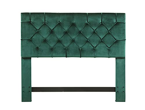 Iconic Home Rivka Headboard Velvet Upholstered Diamond Button Tufted Modern Transitional, Twin, Green