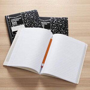 Amazon Basics Wide Ruled Composition Notebook, 100 Sheets, Marble Black, 4-Pack