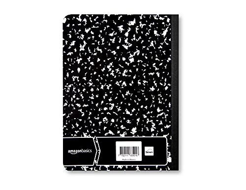 Amazon Basics Wide Ruled Composition Notebook, 100 Sheets, Marble Black, 4-Pack