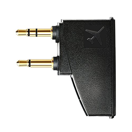 Tranesca Replacement Airplane Headphone Adapter Compatible with Bose Quiet Comfort QC15 QC25 QC35 QC45 and More Headphones, Golden Plated 3.5mm Jack