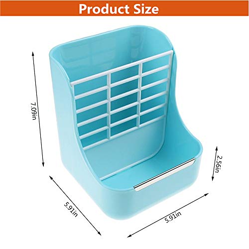 2 in 1 Food Hay Feeder for Guinea Pig, Rabbit Feeder, Indoor Hay Feeder for Guinea Pig, Rabbit, Chinchilla, Feeder Bowls Use for Grass & Food (Blue)