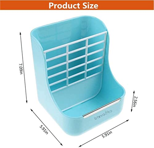 2 in 1 Food Hay Feeder for Guinea Pig, Rabbit Feeder, Indoor Hay Feeder for Guinea Pig, Rabbit, Chinchilla, Feeder Bowls Use for Grass & Food (Blue)