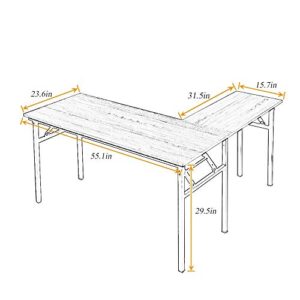 DlandHome Reversible L-Shaped Desk Large Corner Desk Folding Table Computer Desk Home Office Table Computer Workstation, White DND-ND11-WW