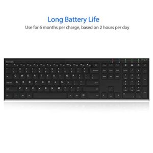 Arteck 2.4G Wireless Keyboard Stainless Steel Ultra Slim Full Size Keyboard with Numeric Keypad for Computer/Desktop/PC/Laptop/Surface/Smart TV and Windows 10/8/ 7 Built in Rechargeable Battery