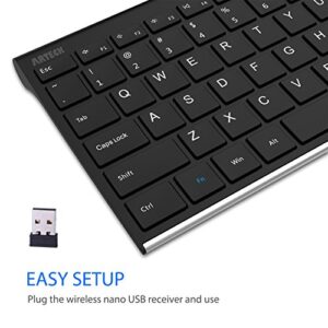 Arteck 2.4G Wireless Keyboard Stainless Steel Ultra Slim Full Size Keyboard with Numeric Keypad for Computer/Desktop/PC/Laptop/Surface/Smart TV and Windows 10/8/ 7 Built in Rechargeable Battery