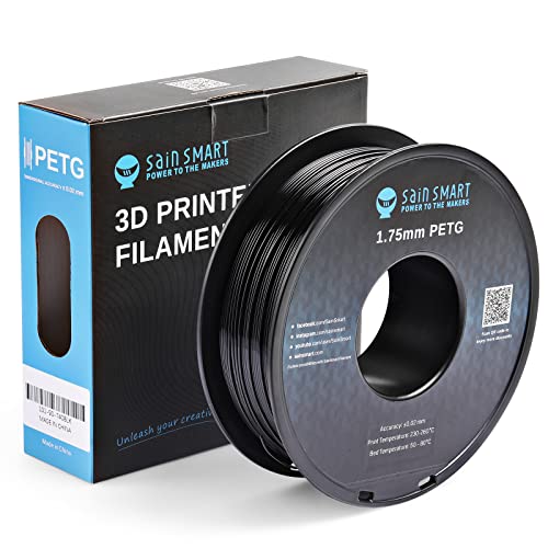 SainSmart PRO-3 Tangle-Free Premium 1.75mm PETG 3D Printer Filament, Black PETG, 2.2 LBS (1KG) Spool, Dimensional Accuracy +/- 0.02mm