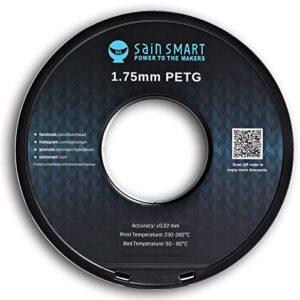 SainSmart PRO-3 Tangle-Free Premium 1.75mm PETG 3D Printer Filament, Black PETG, 2.2 LBS (1KG) Spool, Dimensional Accuracy +/- 0.02mm