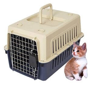 lucky tree 4 size pet carrier cat carriers kennel crate airline approved kitty travel cage plastic lightweight and safe to carry for puppy bunny cats, 2 color