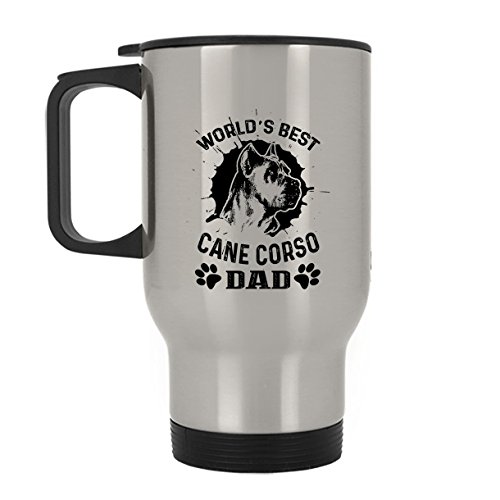 Cane Corso Dad Travel Cup, Coffee Travel Mug (Silver Mug)