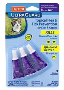 hartz ultraguard topical flea & tick prevention for cats and kittens - 3 monthly treatments