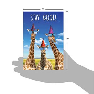 NobleWorks - 1 Adorable Birthday Card Funny - Giraffe Animal Humor, Bday Notecard with Envelope - Cool Giraffes C6335BDG