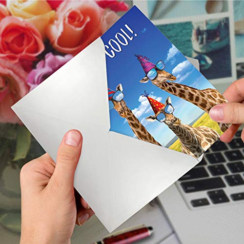 NobleWorks - 1 Adorable Birthday Card Funny - Giraffe Animal Humor, Bday Notecard with Envelope - Cool Giraffes C6335BDG