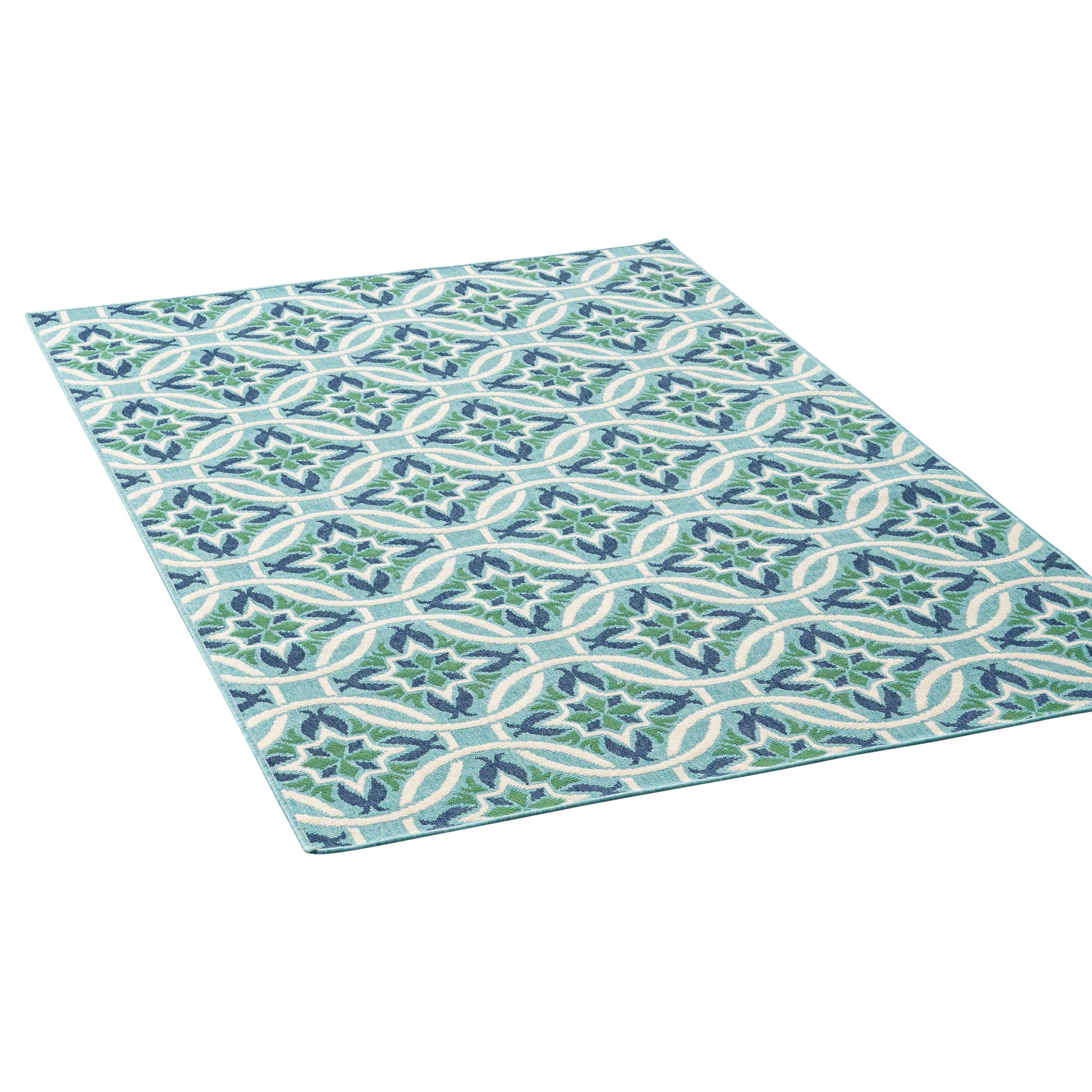 Christopher Knight Home Alger Outdoor Geometric 8 x 11 Area Rug, Blue/Green