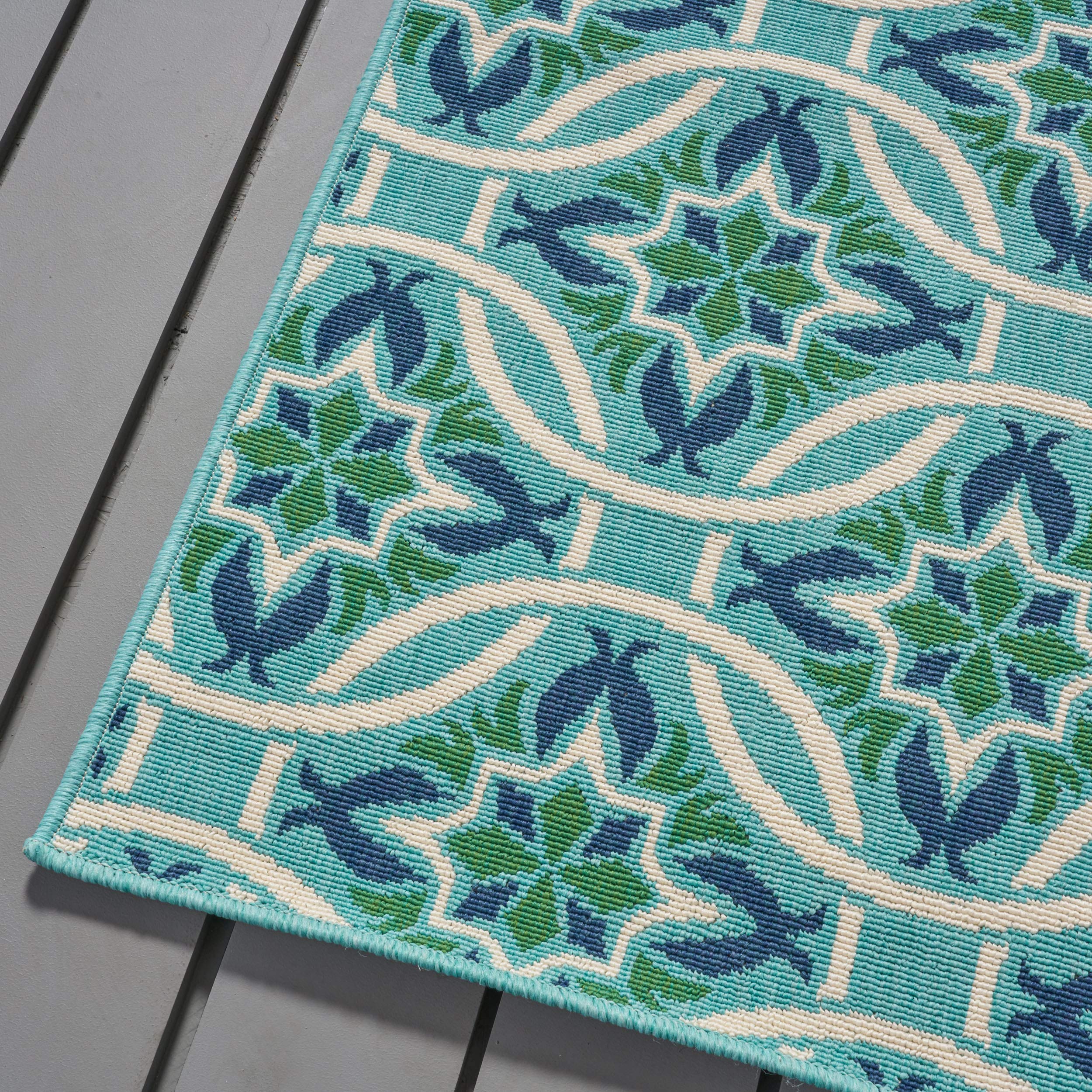 Christopher Knight Home Alger Outdoor Geometric 8 x 11 Area Rug, Blue/Green