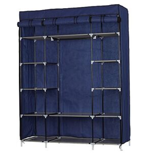 Lykos 5-Layer 12-Compartment Non-Woven Fabric Wardrobe Portable Closet Navy (133x46x170cm)