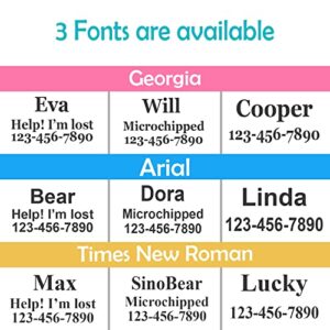 Reflective Personalized Dog Collar with Pet Name Phone Number Address for Small Medium Large Dogs Adjustable Size (XS S M L XL)