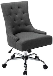 christopher knight home bagnold desk chair, dark gray + chrome, 27.5d x 26w x 36h in