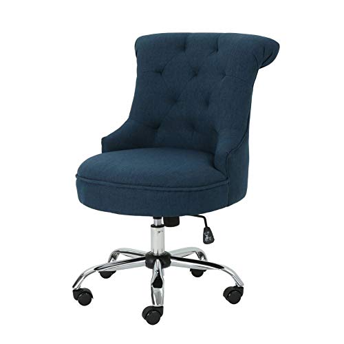 Christopher Knight Home Tyesha Desk Chair, Navy Blue + Chrome