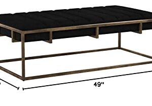 Christopher Knight Home Vassy Modern Velvet Ottoman Bench with Brass Finish, Black