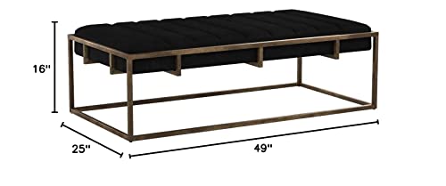 Christopher Knight Home Vassy Modern Velvet Ottoman Bench with Brass Finish, Black