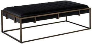 christopher knight home vassy modern velvet ottoman bench with brass finish, black