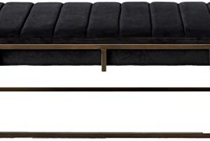 Christopher Knight Home Vassy Modern Velvet Ottoman Bench with Brass Finish, Black