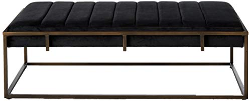 Christopher Knight Home Vassy Modern Velvet Ottoman Bench with Brass Finish, Black