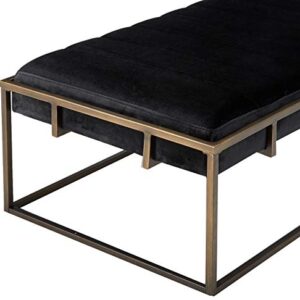 Christopher Knight Home Vassy Modern Velvet Ottoman Bench with Brass Finish, Black