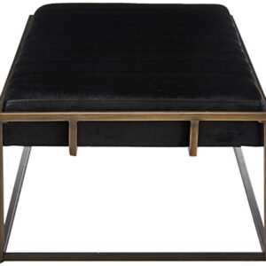 Christopher Knight Home Vassy Modern Velvet Ottoman Bench with Brass Finish, Black