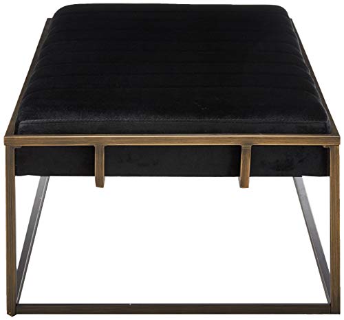 Christopher Knight Home Vassy Modern Velvet Ottoman Bench with Brass Finish, Black