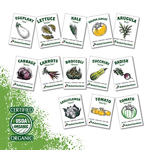 Heirloom Vegetable Seeds for Planting: 13 Varieties of Organic Non-GMO Open Pollinated Garden Seed - Weird and Rare Varieties Perfect for Kids and School Gardens