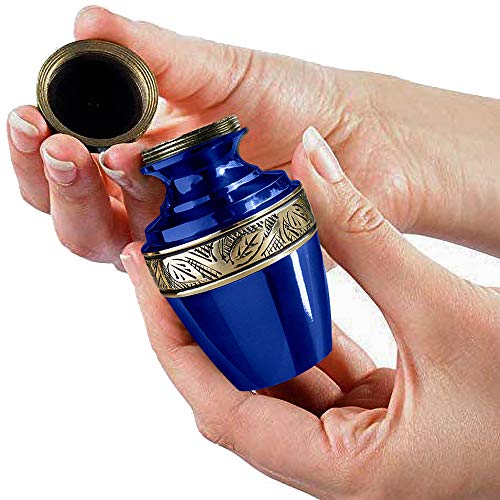 Trupoint Memorials Cremation Urns for Human Ashes - Decorative Urns, Urns for Human Ashes Female & Male, Urns for Ashes Adult Female, Funeral Urns - Blue, 4 Small Keepsakes