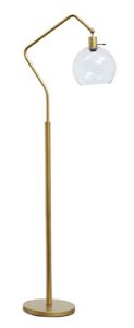 signature design by ashley marilee modern 61.38" floor lamp with glass shade and angular arm, antique brass