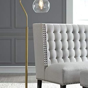 Signature Design by Ashley Marilee Modern 61.38" Floor Lamp with Glass Shade and Angular Arm, Antique Brass