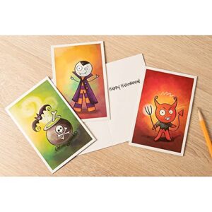 48-Pack Assorted Halloween Greeting Cards with Envelopes, 6 Cartoon Designs