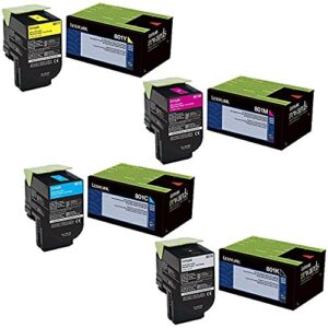 lexmark 80c10c0, 80c10k0, 80c10m0, 80c10y0 standard yield toner cartridge set