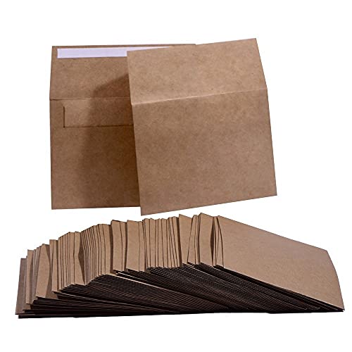 A7 Brown Kraft Paper Invitation 5 x 7 Envelopes - 50 Pack,Self Seal,For 5x7 Cards| Perfect for Weddings, Invitations, Baby Shower| Stationery For General, Office | 5.25 x 7.25 Inches