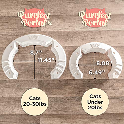 Purrfect Portal XL Pet Cat Door for Interior Doors :: Molded Plastic Kitty Cat Pass for Large Cats up to 30 Lbs :: Installs in Minutes, Stays on Securely, Easy to Follow Instructions + Hardware, White