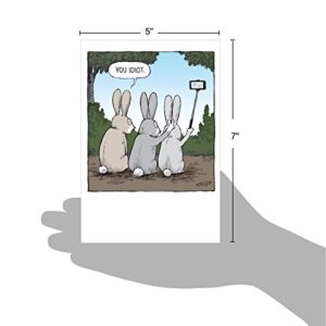 NobleWorks - 1 Humor Birthday Card with Envelope - Funny Cartoons for Birthday Greetings, Celebration Notecard - Bunny Selfies C2750BDG